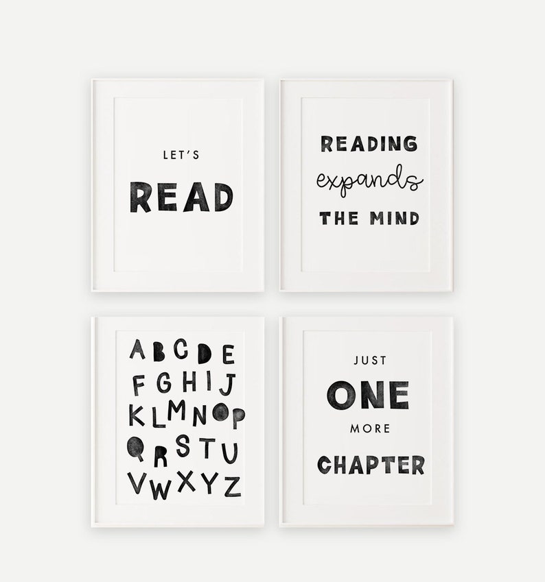 Alphabet Nursery Poster Set – Black & White Nursery Prints Digital ...