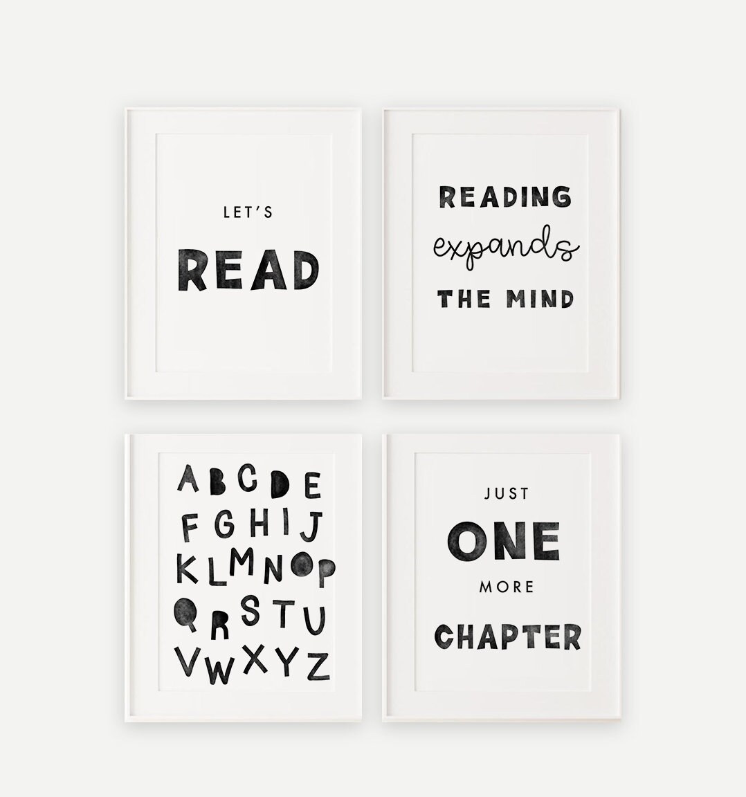 Alphabet Nursery Poster Set – Black & White Nursery Prints Digital ...