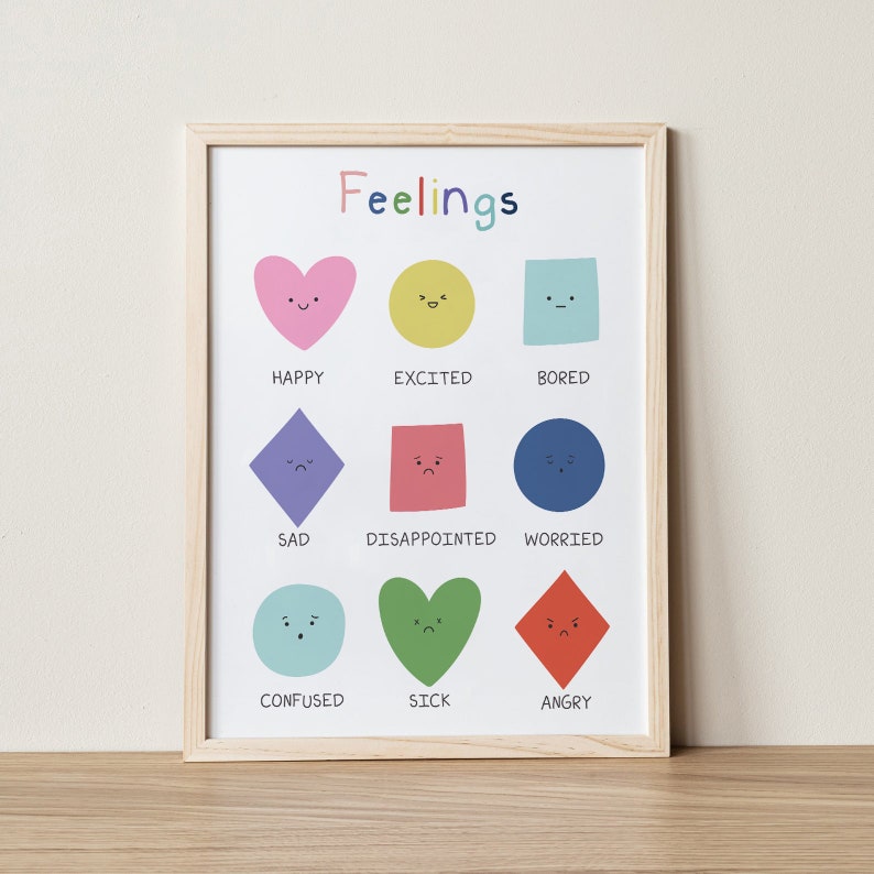 Rainbow Feelings Chart Emotions Print Shapes PRINTABLE Wall - Etsy