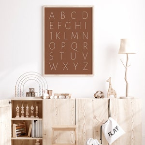 Boho Wall Decor, Boho Alphabet Poster, Boho Beige Poster, Alphabet ...
