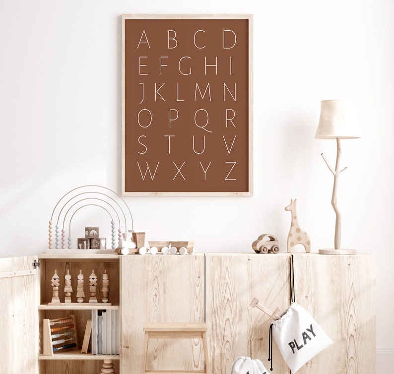 Boho Wall Decor Boho Alphabet Poster Boho Beige Poster - Etsy