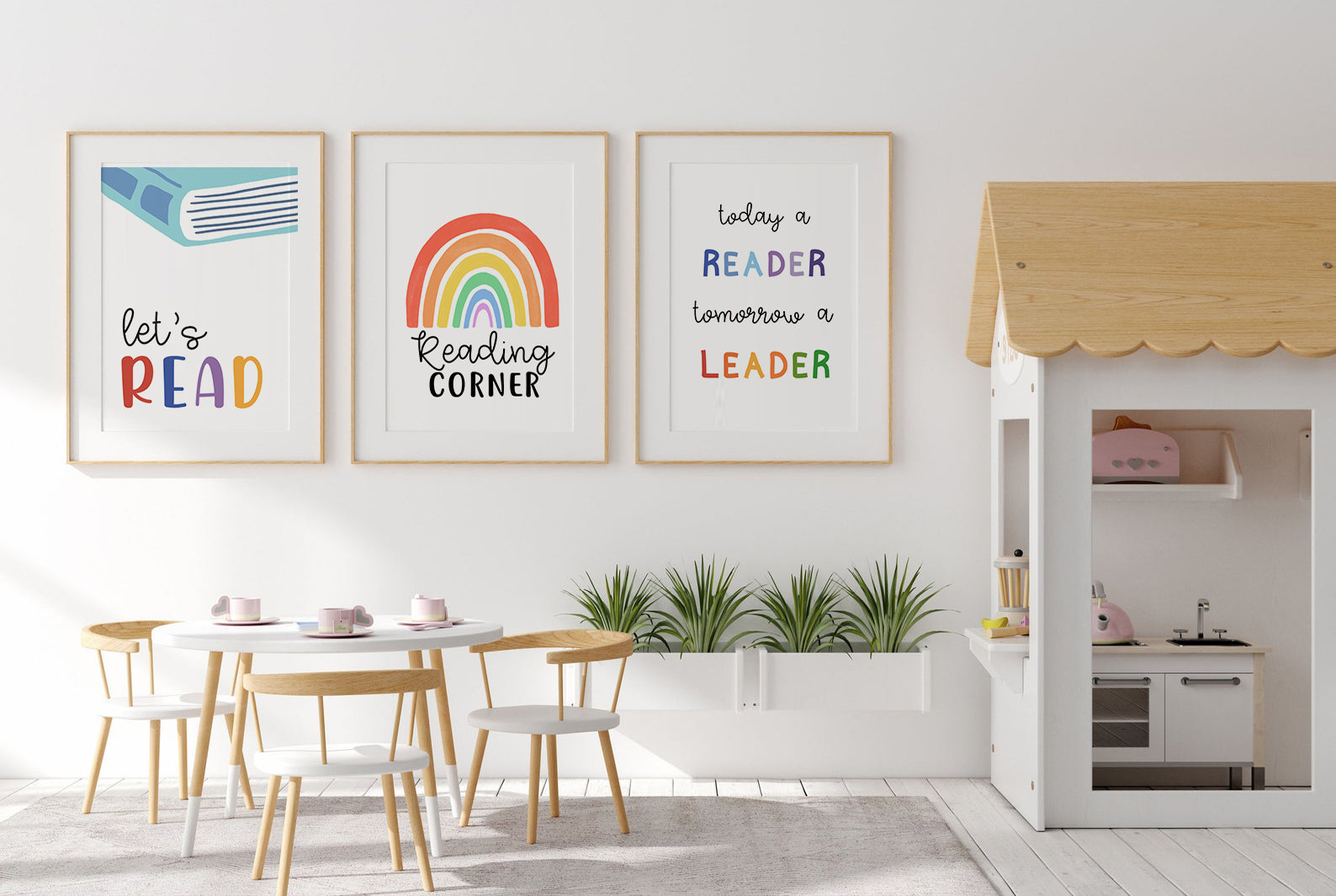 Rainbow Reading Corner sign Set of 3 Study room decor | Etsy