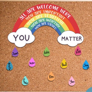 All Are Welcome Rainbow Classroom Decor: Positive Affirmations ...