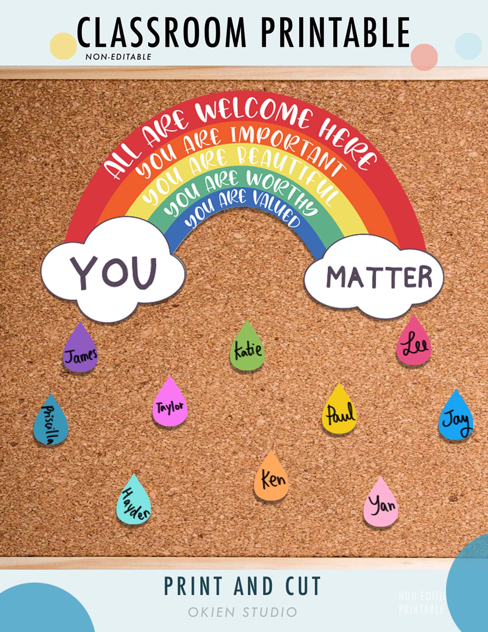 All Are Welcome Rainbow Classroom Decor: Positive Affirmations ...