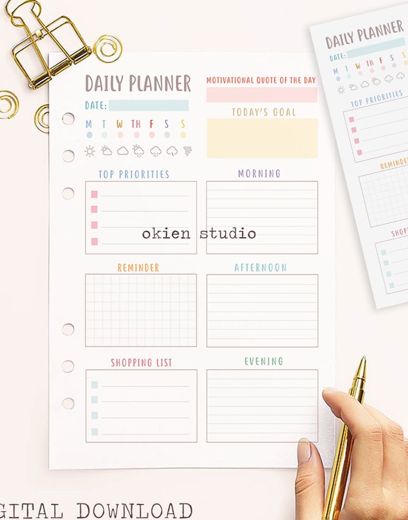 Day Plan Printable Insert Daily Plan Daily Schedule | Etsy