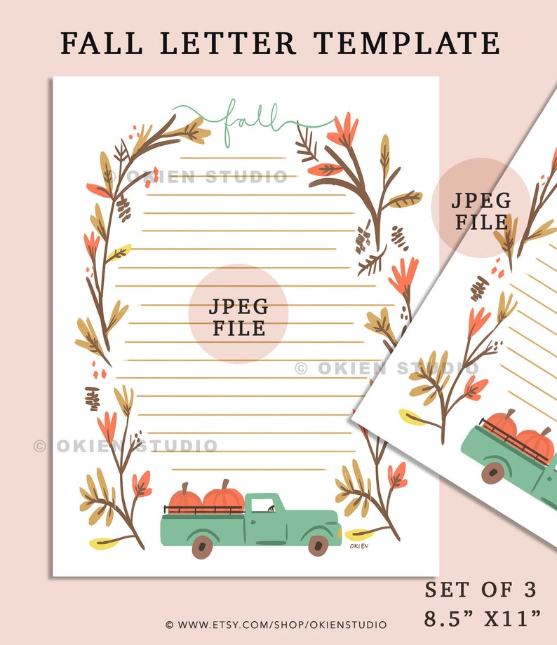Fall letter template Autumn October planner printable | Etsy