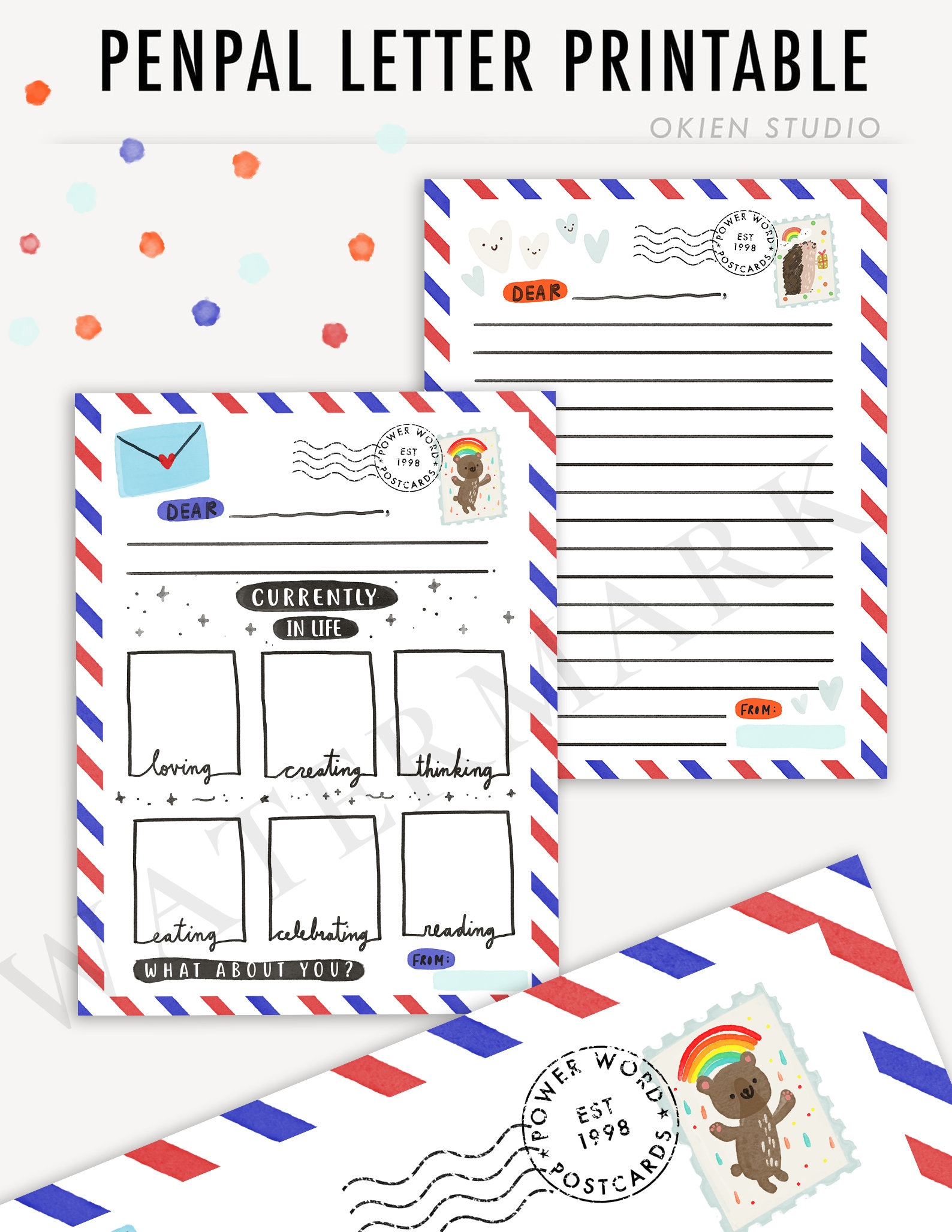 Kids Pen Pal Letter Templates: Printable Stationery (digital Download ...