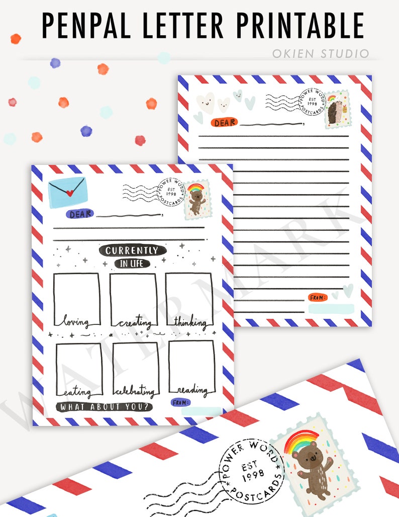 Kids Pen Pal Printable Letter Templates for Kids Letter | Etsy UK