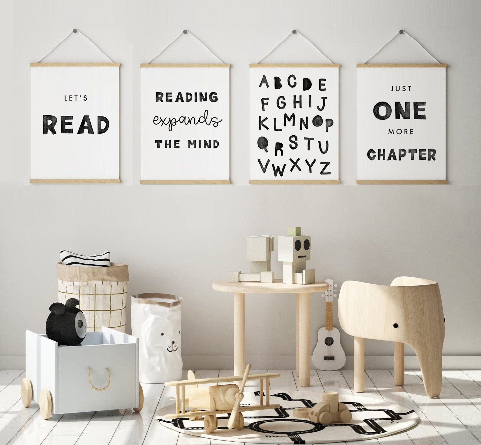 Alphabet Nursery Poster Set – Black & White Nursery Prints Digital ...