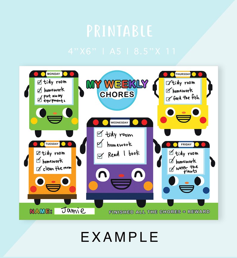 Printable Boy Weekly Chores Planner Weekly Chores Schedule | Etsy