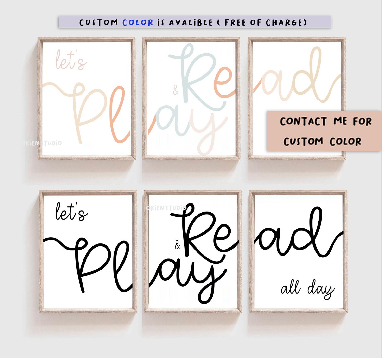 Lets Read Lets Play Set of 3 Prints Digital Kids Playroom - Etsy