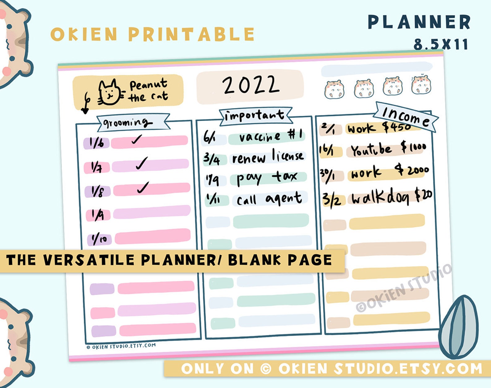 Hamster Planner Printable: Weekly, Monthly, Daily (digital Download) - Etsy
