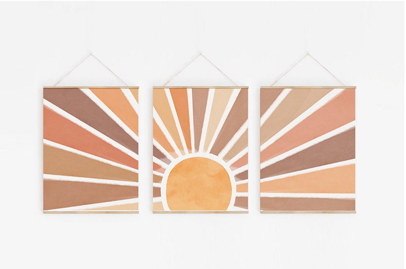 Rising Sun Boho, Sunrising Art Print, Boho Art Set of 3 Prints, Boho ...