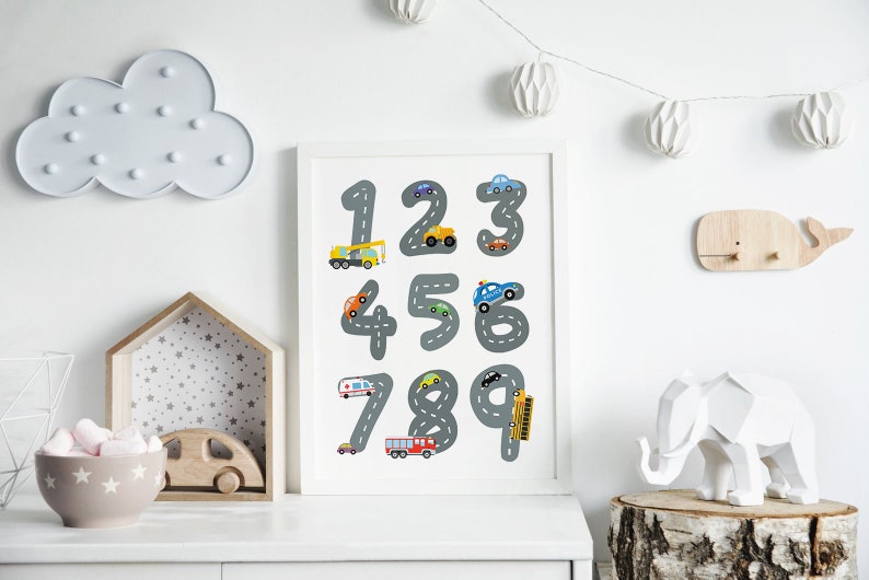Numbers Poster Car Prints Car Poster for Kids Numbers 1-9 - Etsy