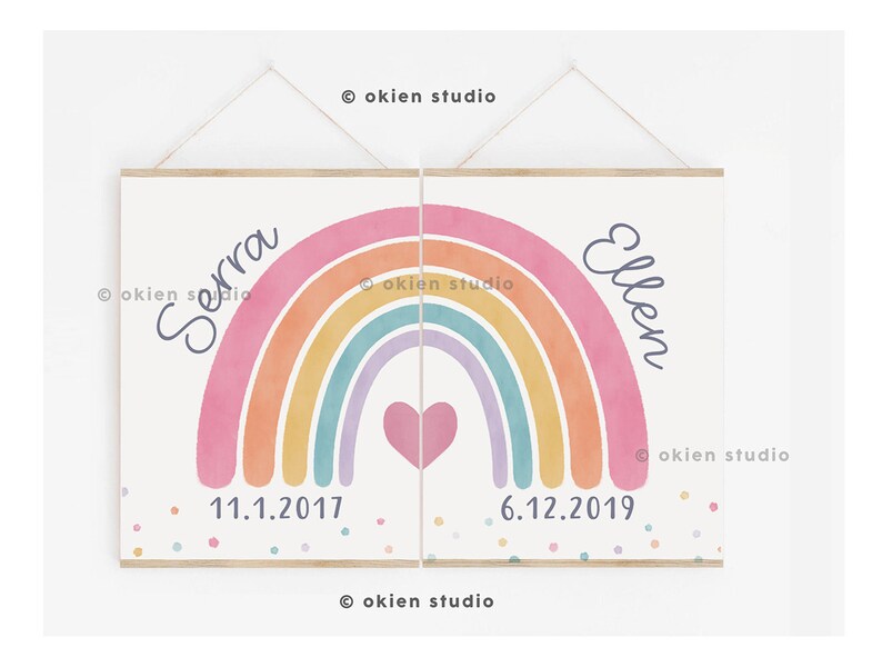 Rainbow Name Sign Twins Bedroom Sign Sister Nursery Decor - Etsy