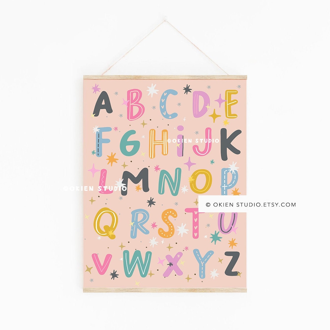 Pink ABC Poster Boho Nursery Decor Alphabet Poster Alphabet - Etsy
