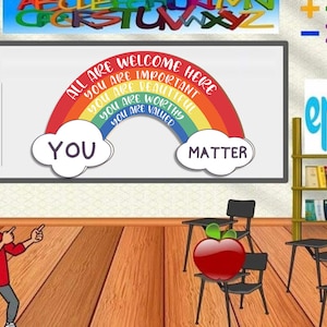 All Are Welcome Rainbow Classroom Decor: Positive Affirmations ...