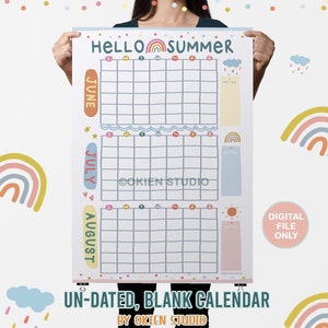 Undated Planner for Summer Holidays, Summer Calendar, Undated Planner ...