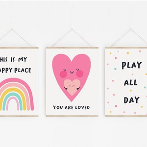 Hearts Print Nursery, This is My Happy Place Sign, Sister Playroom, You ...