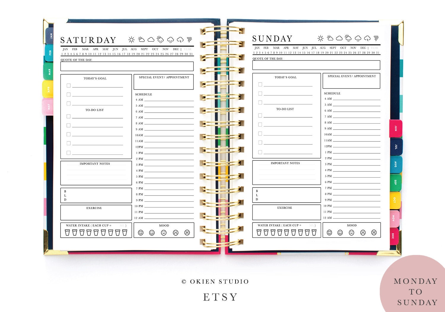 Planner Printable Day planner Everyday Planner 365 Daily | Etsy