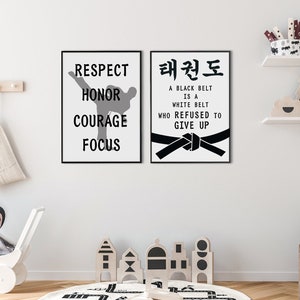 Taekwondo Poster Set, Taekwondo Black Belt Gift, 태권도, Taekwondo Wall ...