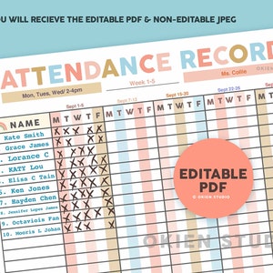 Editable Boho Attendance Record: Teacher Printable (digital PDF) - Etsy