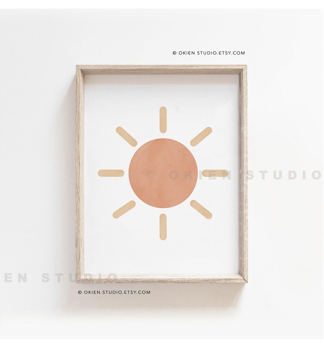Modern Sunshine Watercolor Print: Neutral Abstract Sun Wall Art ...