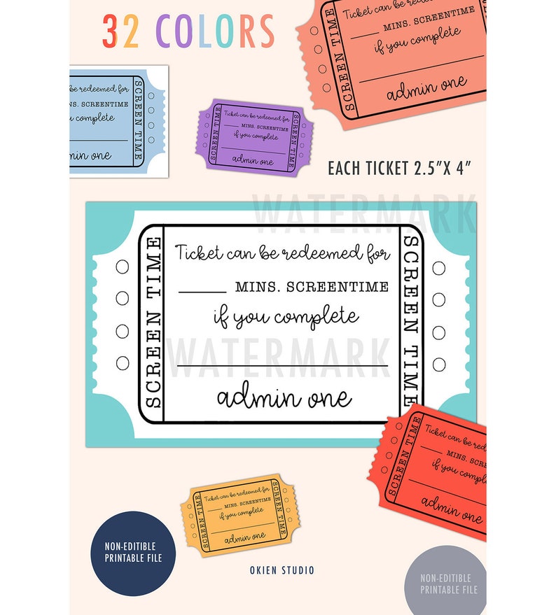 32 Colors Screen Time Reward System Printable Chores Card - Etsy