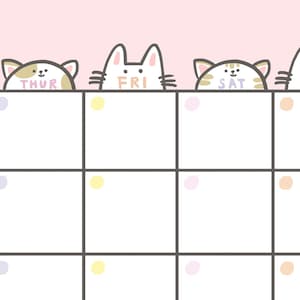 Cat Monthly Planner, Cat Weekly Planner, Digital Planner, Illustrated ...