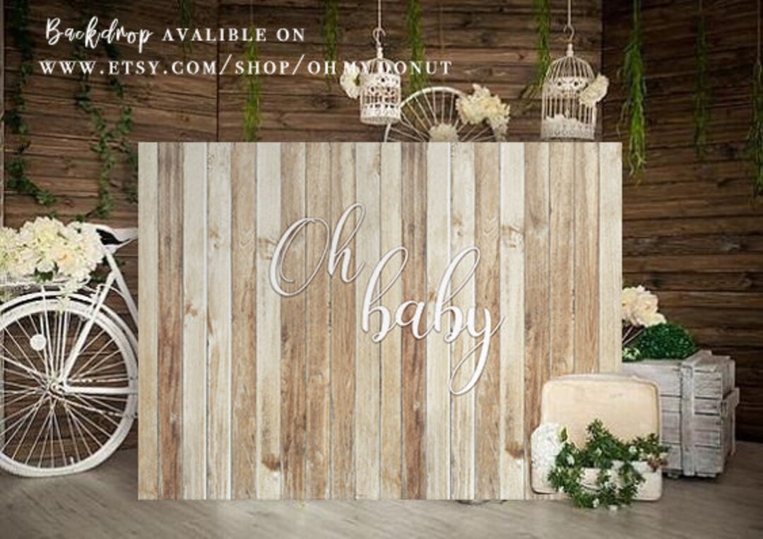 Digital File, Oh Baby Backdrop, Rustic Wood Baby Backdrop, Baby Shower ...