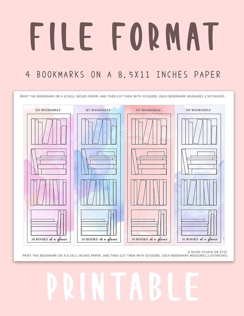 12 Colors Bookmark Printable Reading Tracker Bookmark - Etsy
