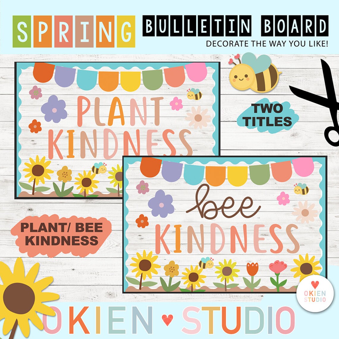 Spring Bulletin Board Kit Bee Kindness Classroom Decor Plant - Etsy