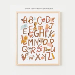 Boho Animal Decor, Boho Alphabet Poster, Boho Letters, a to Z Poster ...