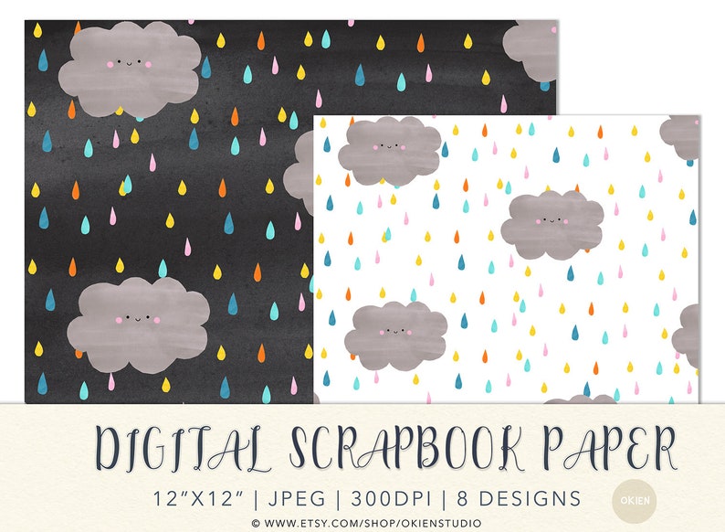 Digital Scrapbook paper weather pattern paper printable | Etsy