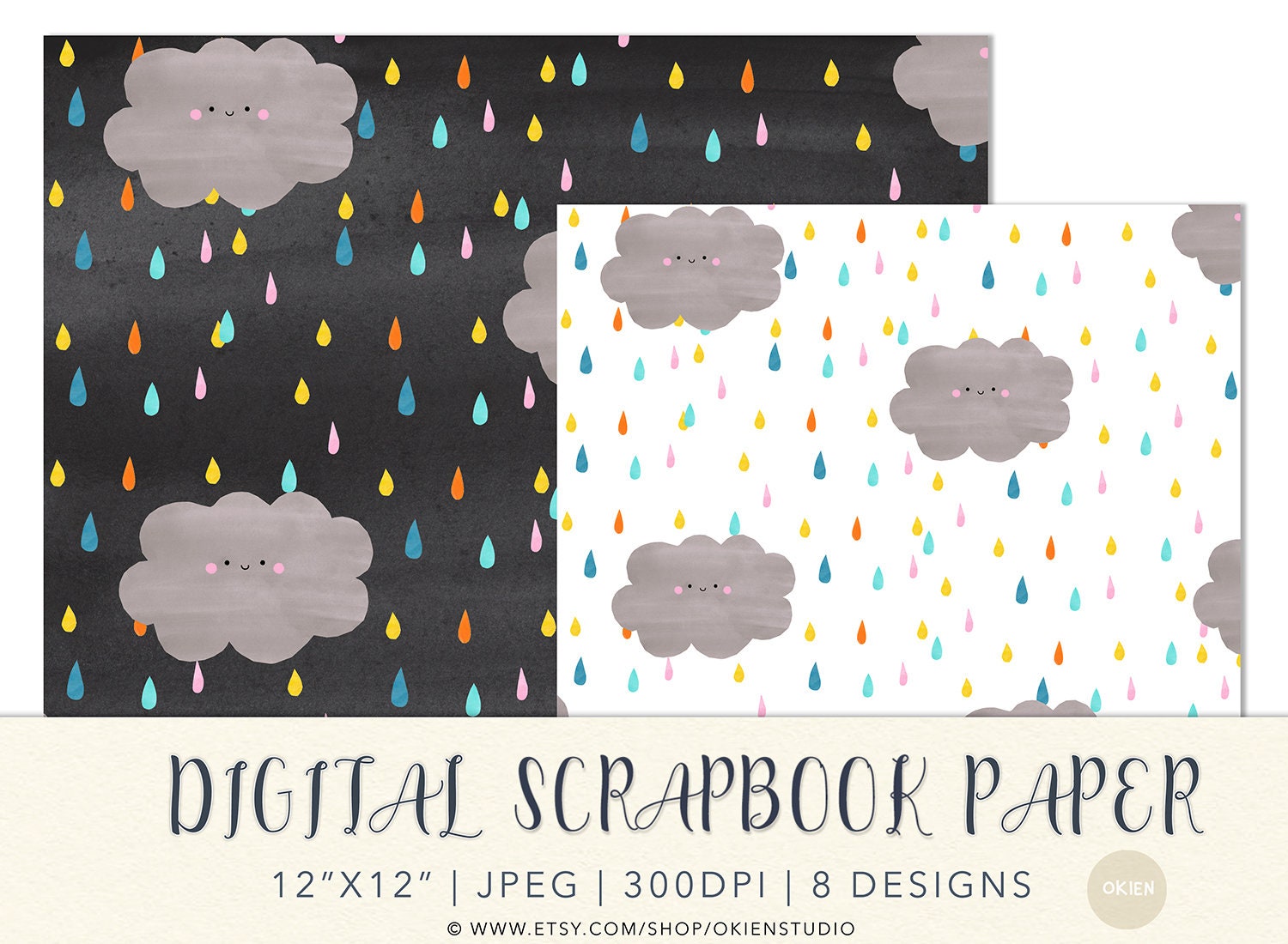 Digital Scrapbook Paper Weather Pattern Paper Printable - Etsy