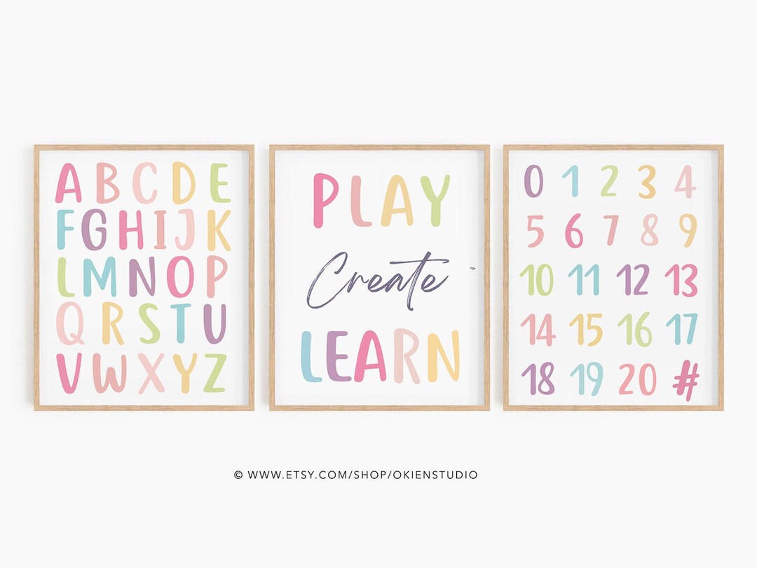 Alphabet Poster Printable, Number Poster Children, Number Wall Art ...