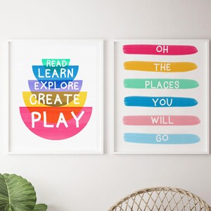 Set of 3 Kids Wall Art, Colorful Kids Prints, Educational Posters ...