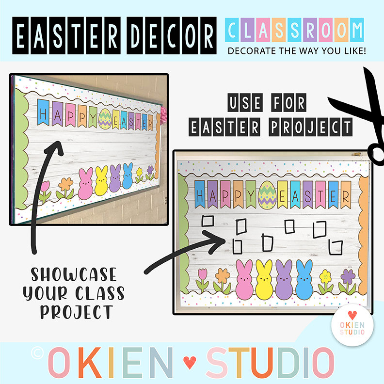 Easter Bunny Bulletin Board Kit: Pastel Classroom Decor (digital ...