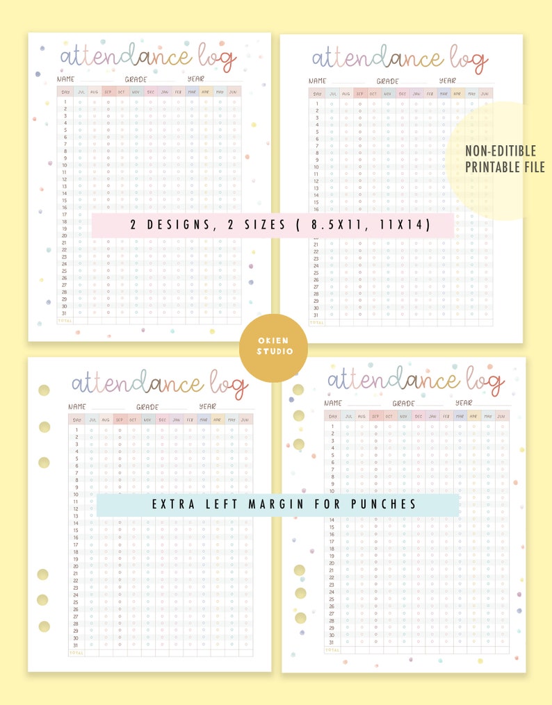 Rainbow Attendance Sheet: Homeschool Classroom Record (digital Download ...