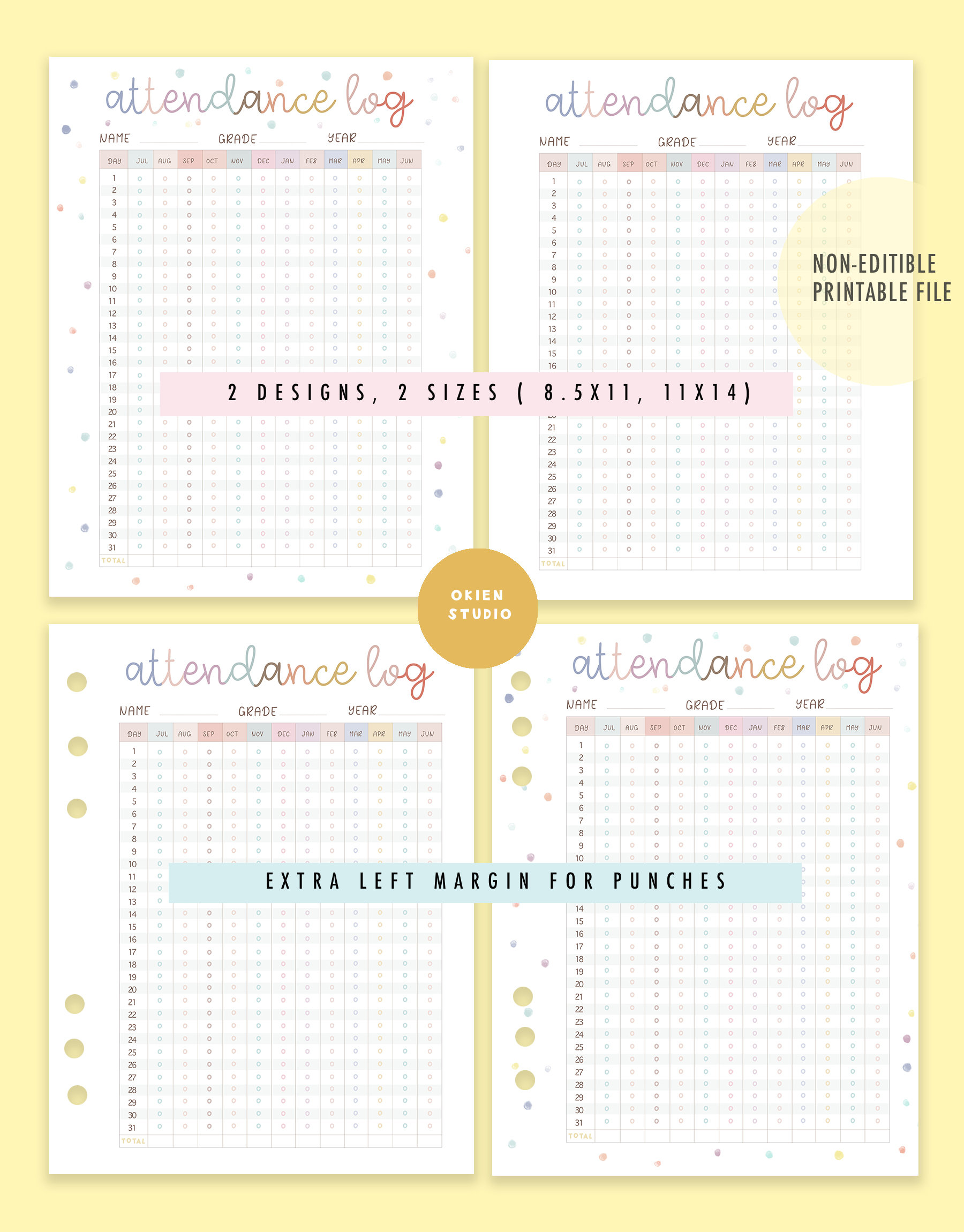 Rainbow Attendance Sheet: Homeschool Classroom Record (digital Download ...