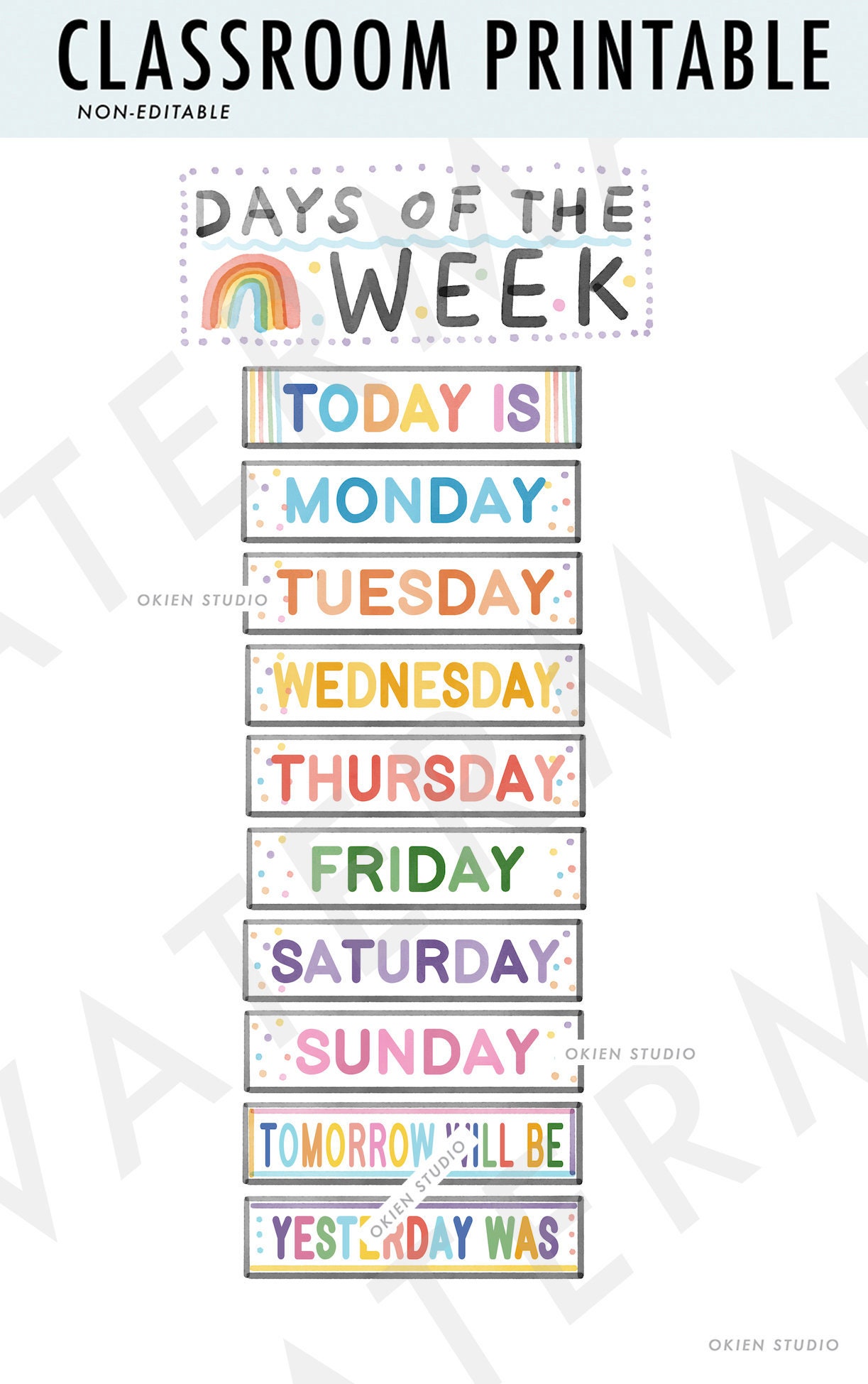 Pastel Days of the Week Printable: Neutral Colorful Classroom Decor for ...