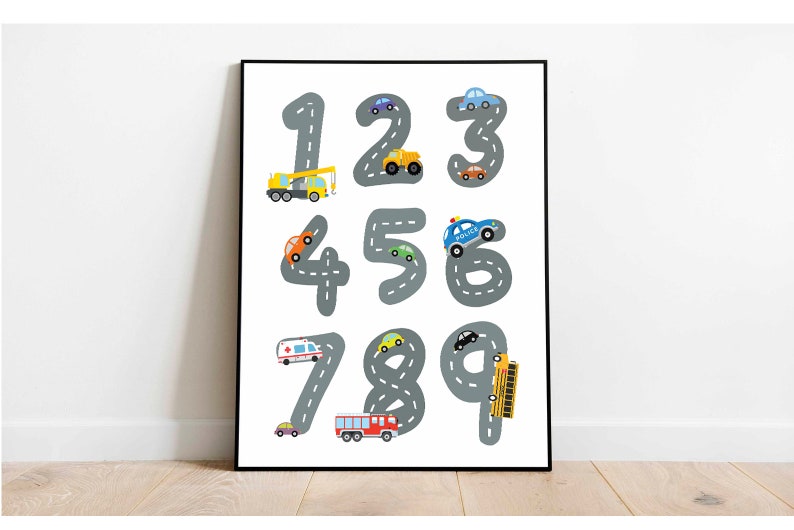 Numbers Poster Car Prints Car Poster for Kids Numbers 1-9 - Etsy