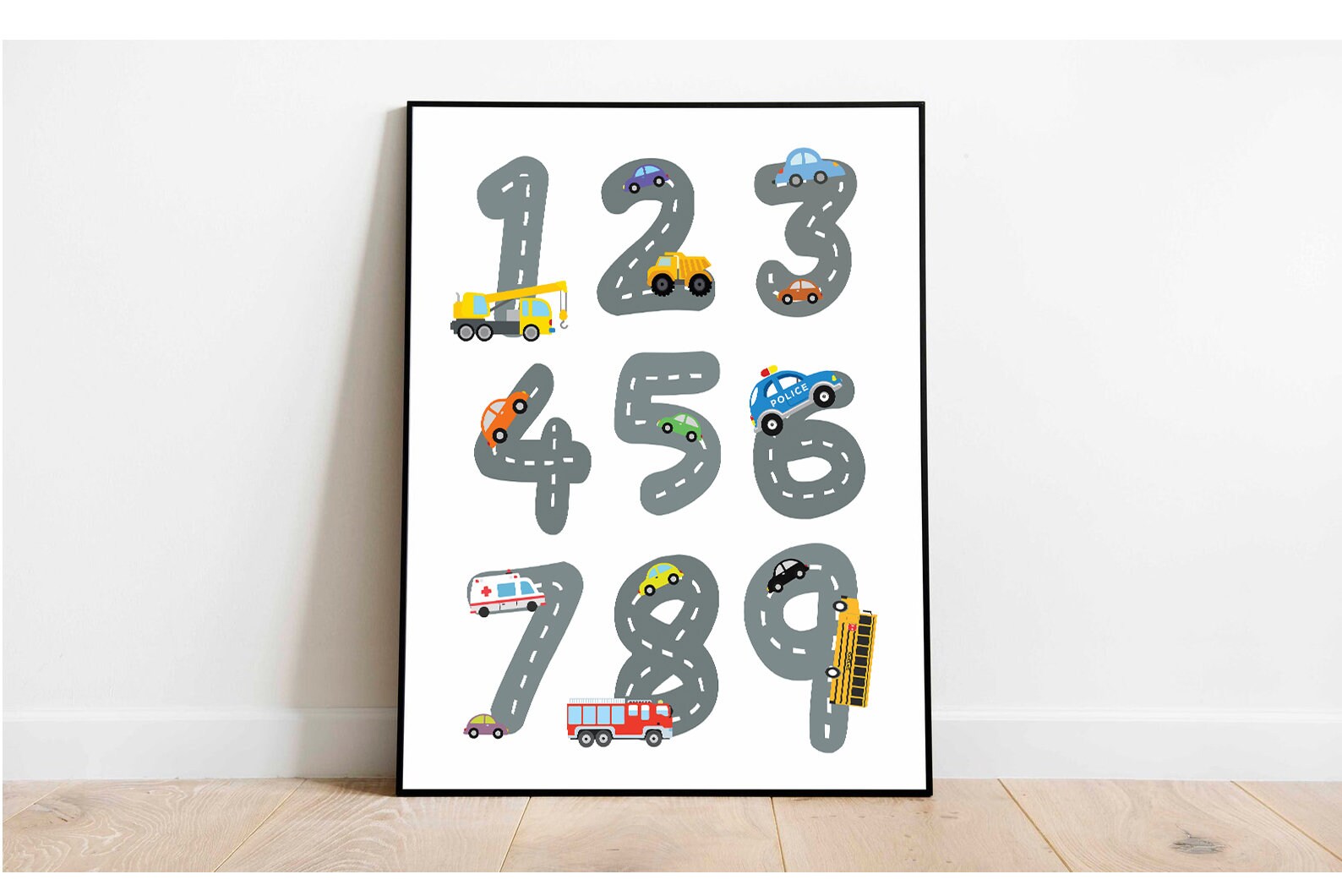 Numbers Poster Car Prints Car Poster for Kids Numbers 1-9 - Etsy