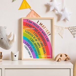 Positive Affirmations Rainbow Poster: Inspirational Wall Art (digital ...