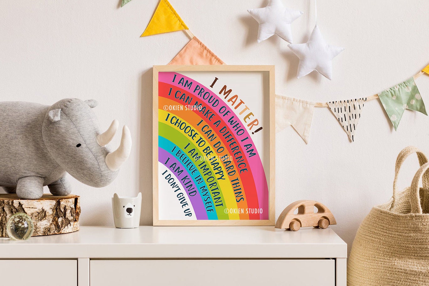 Positive Affirmations Rainbow Poster: Inspirational Wall Art (digital ...