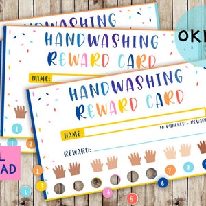 Wash Your Hands Reward Card Hand Washing Card Kid Wash Hands - Etsy