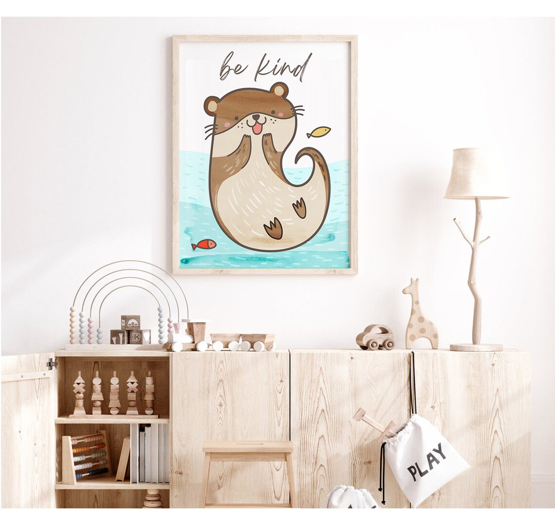 Otter nursery Otter Art Print otter nursery decor Be happy | Etsy