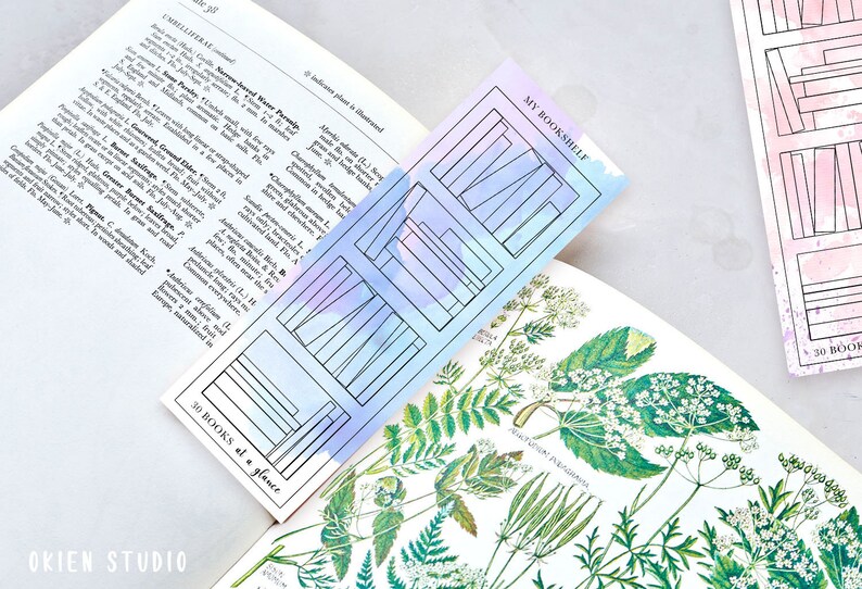 Bookshelf Reading Tracker Bookmark Printable: 12 Colors (digital ...