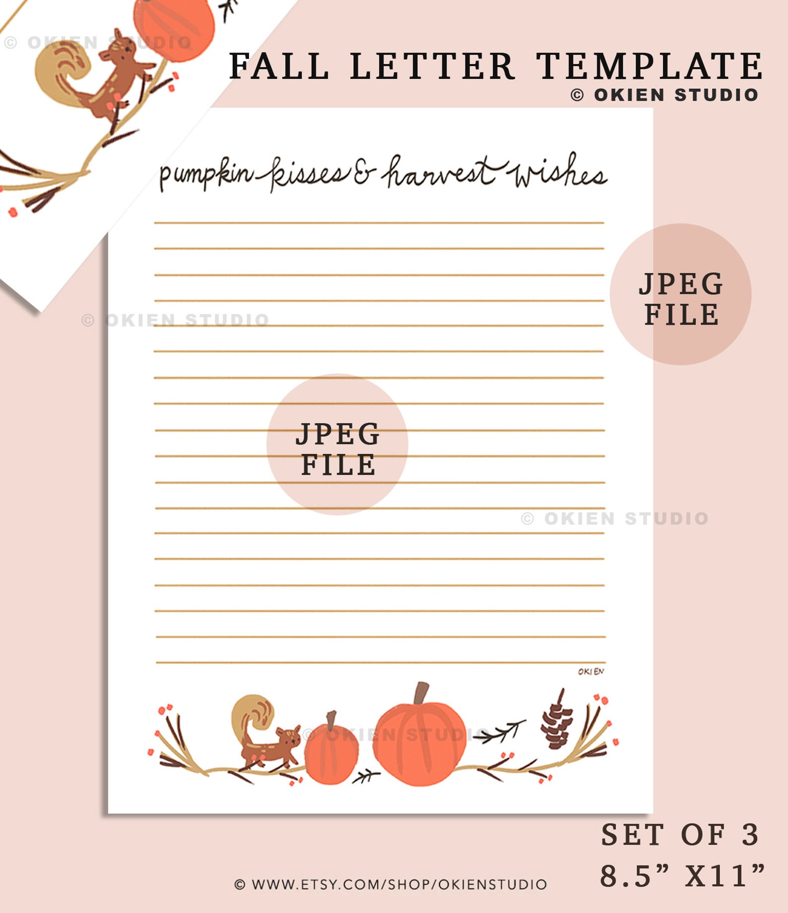 Fall letter template Autumn October planner printable | Etsy