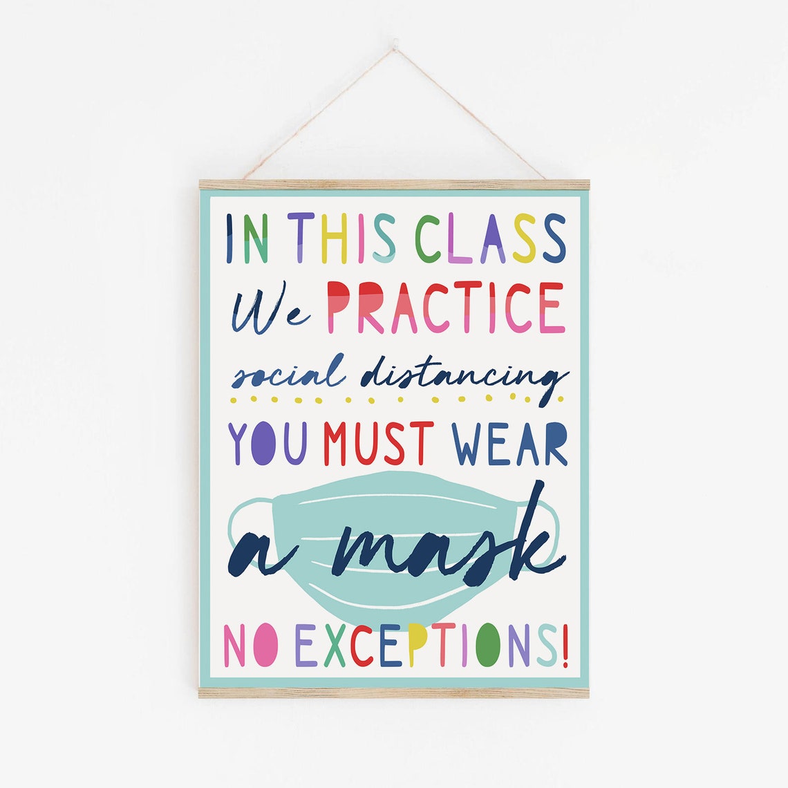 Wear a mask sign Classroom Mask poster In this Classroom | Etsy